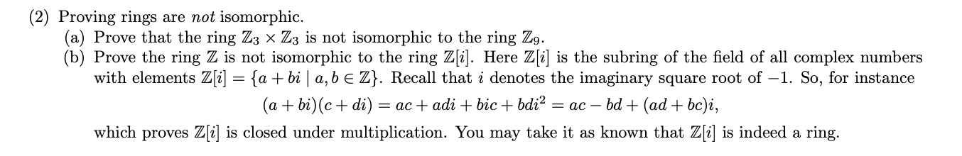 Solved Proving rings are not isomorphic. (a) Prove that the | Chegg.com