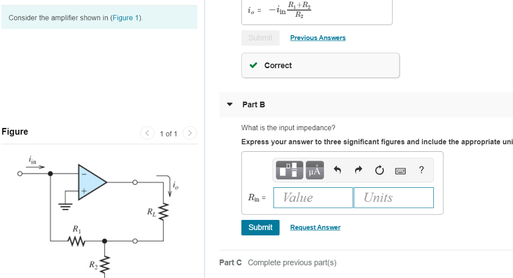Solved R, +R R2 in Consider the amplifier shown in (Figure | Chegg.com