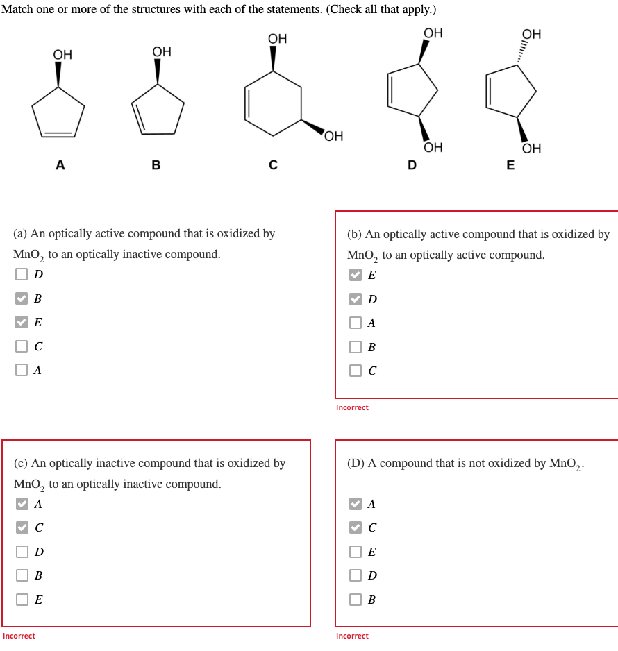 Solved Match one or more of the structures with each of the | Chegg.com