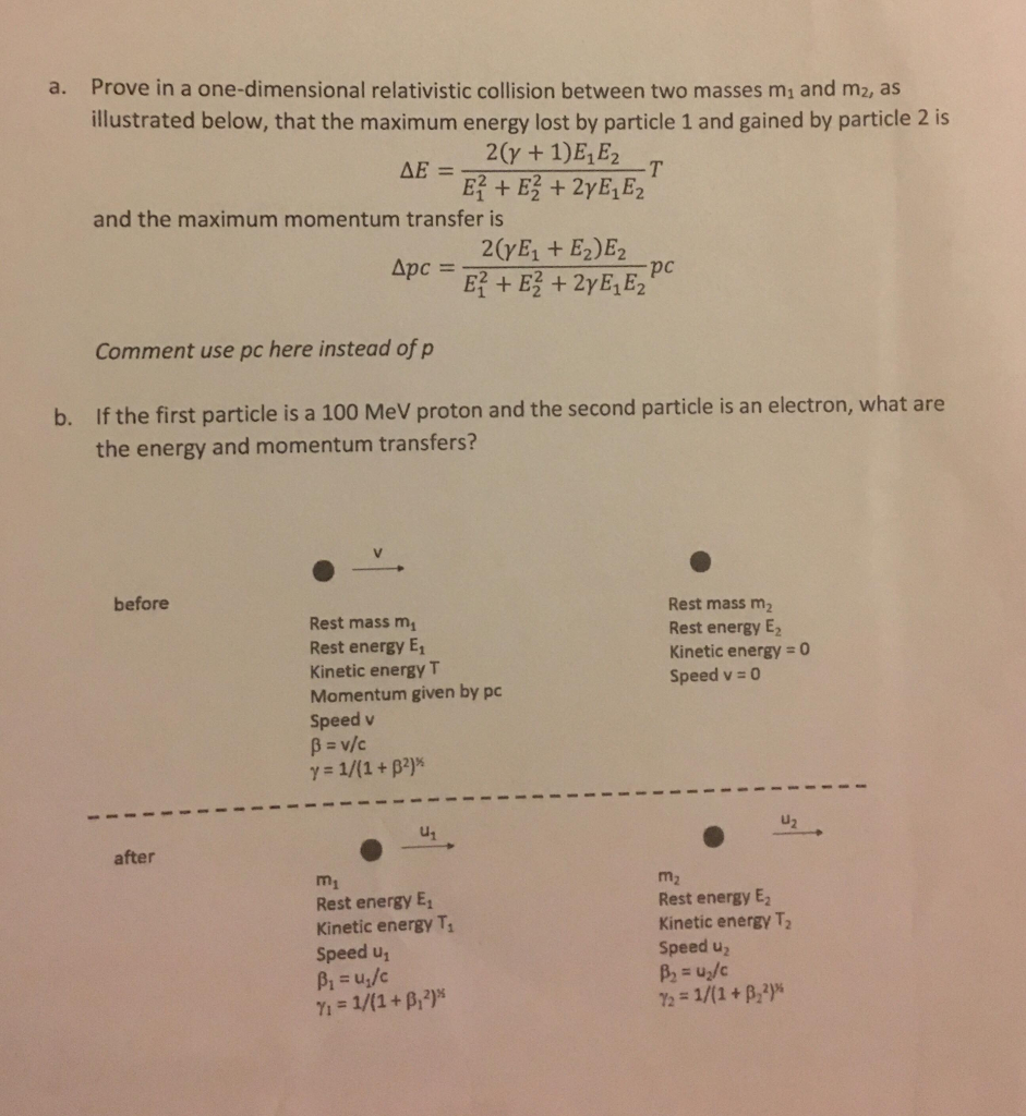 Solved Prove in a one-dimensional relativistic collision | Chegg.com