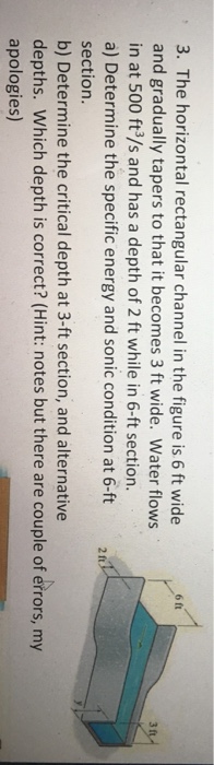 Solved 3. The horizontal rectangular channel in the figure | Chegg.com