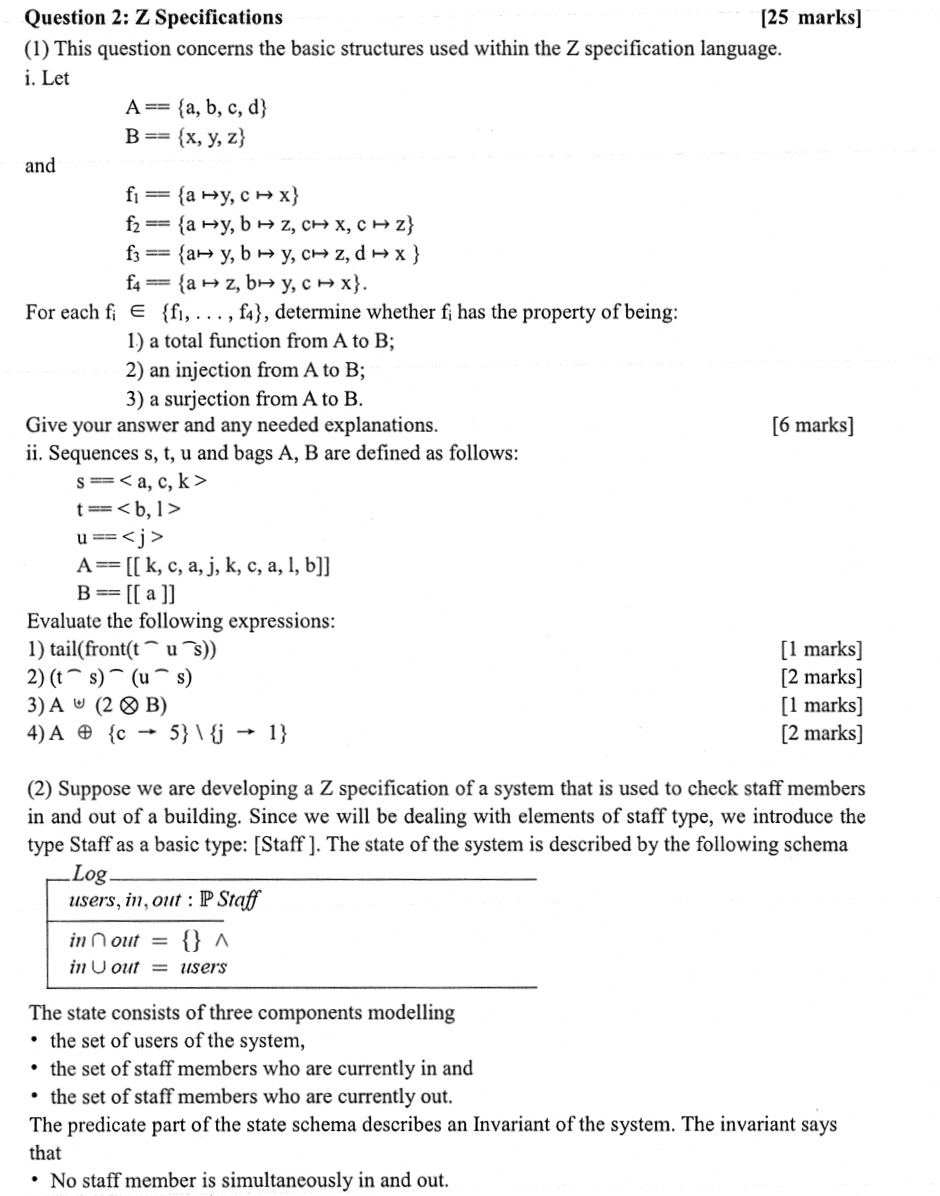 Solved it is about Z Specification in the subject of formal | Chegg.com
