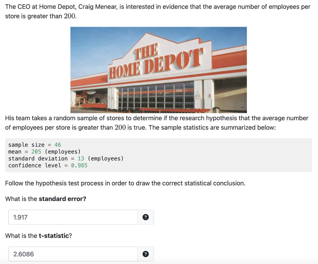 Solved The CEO at Home Depot, Craig Menear, is interested in | Chegg.com