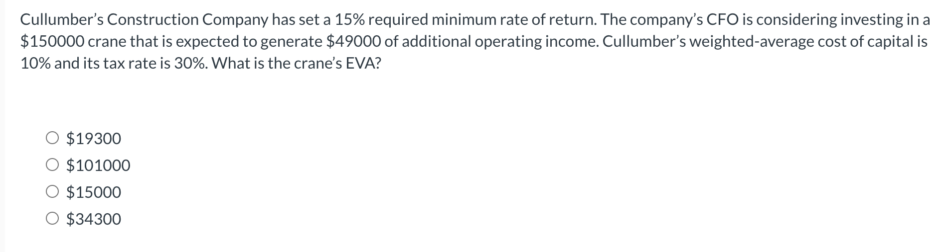 Solved Cullumber's Construction Company has set a 15% | Chegg.com