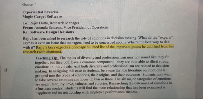 Solved Chapter 4 Experiential Exercise Magic Carpet Software | Chegg.com