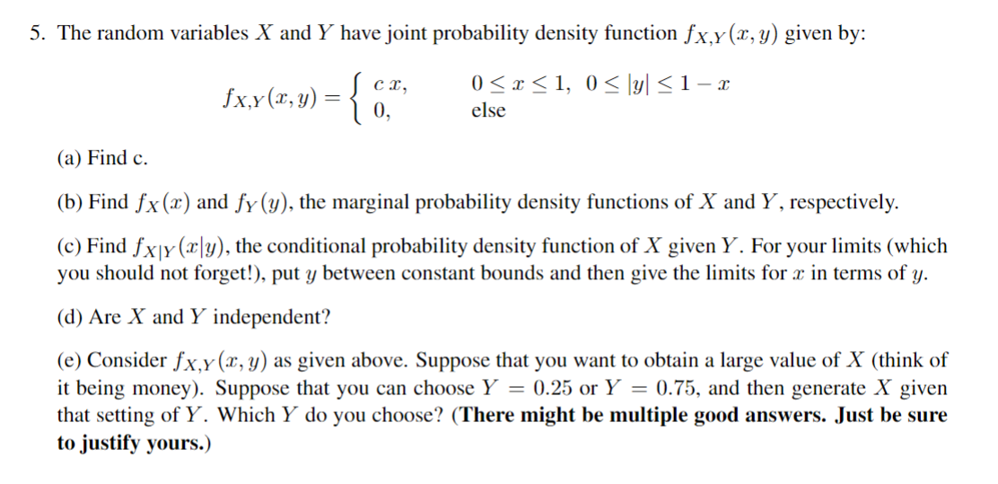 Solved The random variables x ﻿and Y ﻿have joint probability | Chegg.com