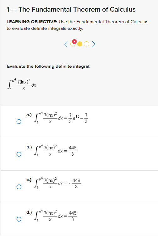 Solved 1- The Fundamental Theorem of Calculus LEARNING | Chegg.com