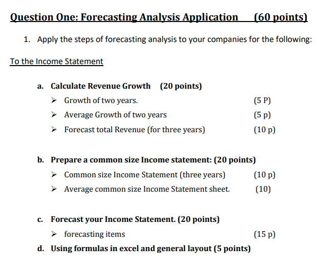 Solved Question One: Forecasting Analysis Application (60 | Chegg.com
