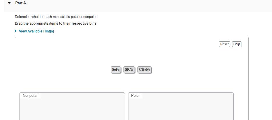 Solved Determine whether each molecule is polar or nonpolar. | Chegg.com