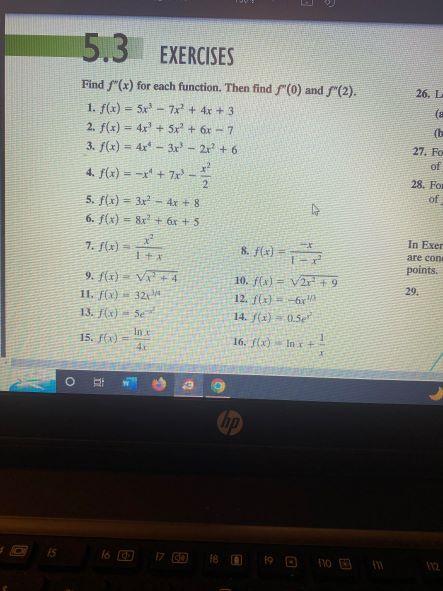Solved Find f′′(x) for each function. Then find f′′(0) and | Chegg.com