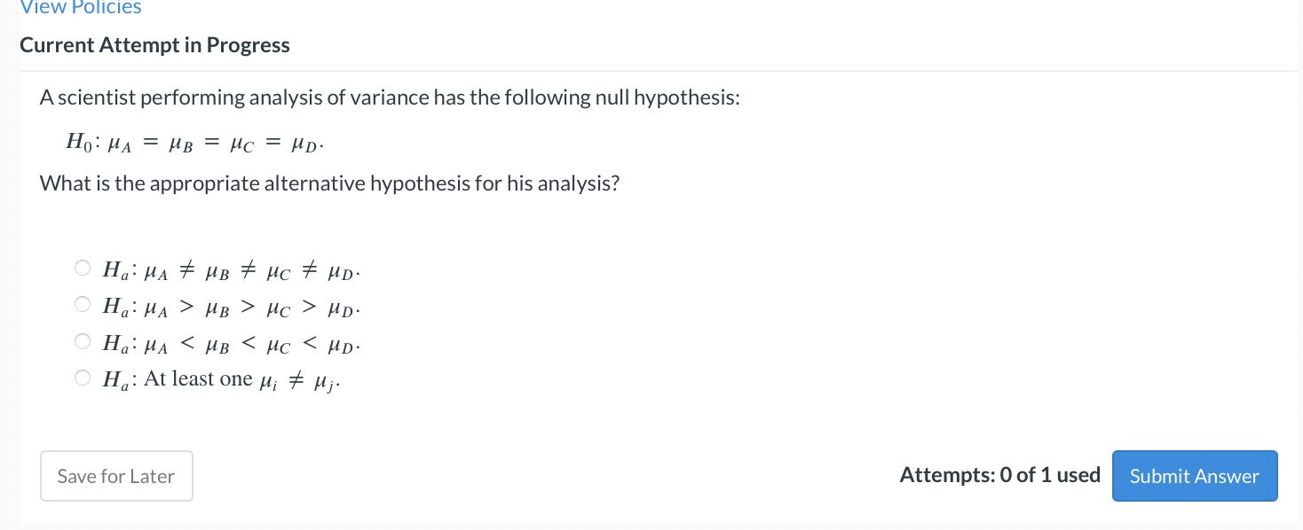 Solved A scientist performing analysis of variance has the | Chegg.com