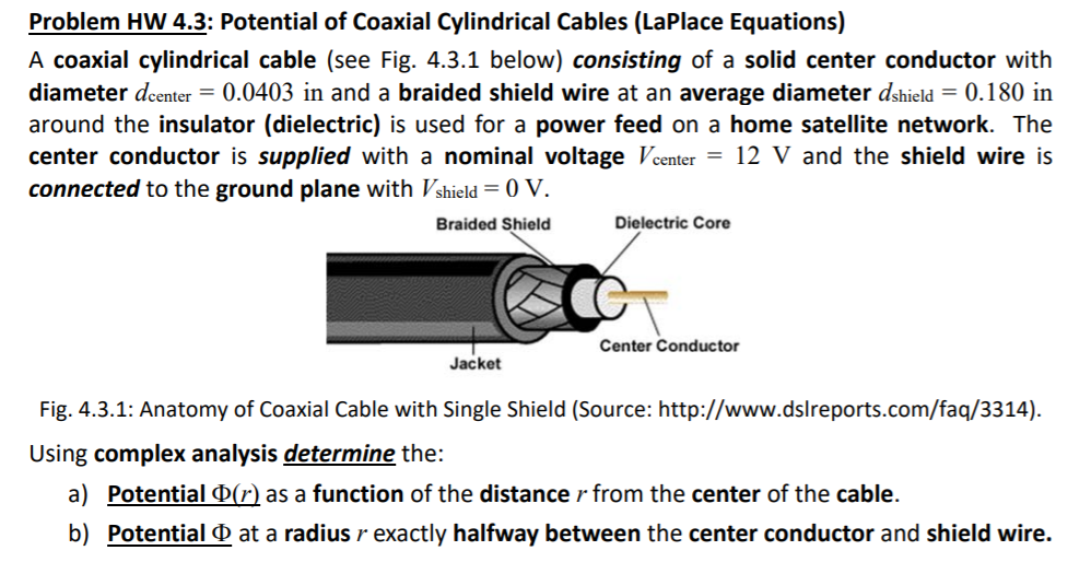 Solved Problem HW 4.3: Potential of Coaxial Cylindrical | Chegg.com