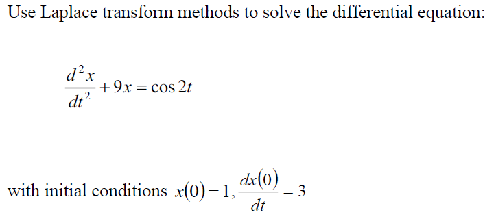 Solved Use Laplace transform methods to solve the | Chegg.com