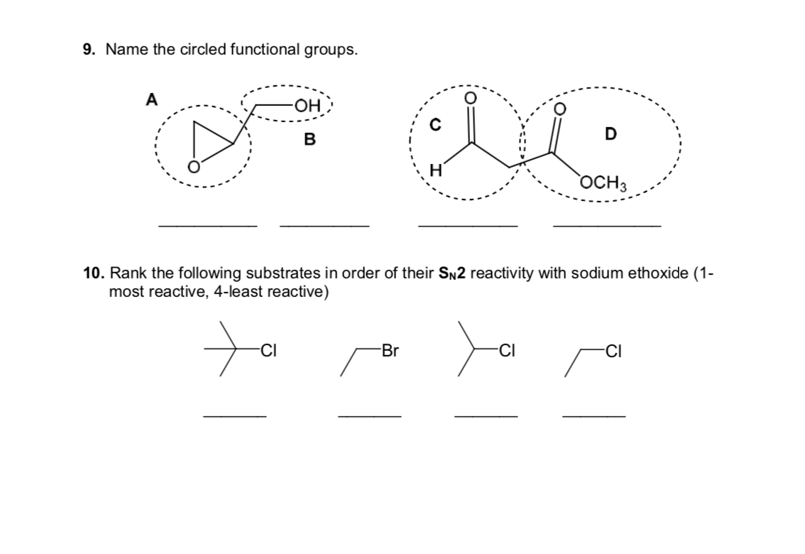 Solved 9. Name the circled functional groups. A -OH D D B H | Chegg.com