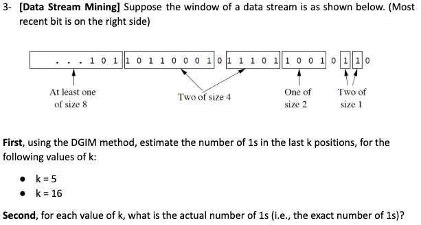 Solved 3- [Data Stream Mining] Suppose the window of a data | Chegg.com