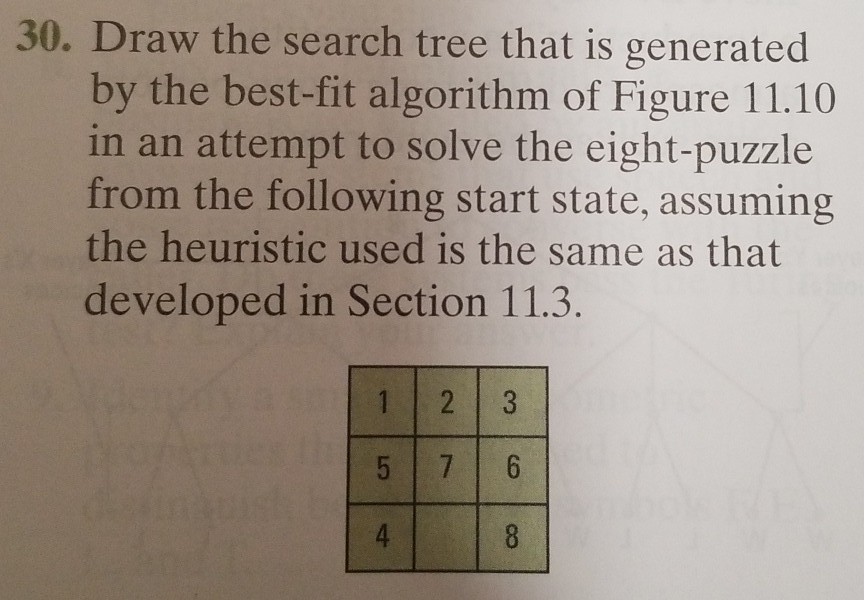 Solved 30. Draw the search tree that is generated by the | Chegg.com