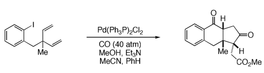 Solved Pd(Ph3P)2Cl2 Me CO (40 atm) MeOH, Etz MeCN, PhH MeH | Chegg.com