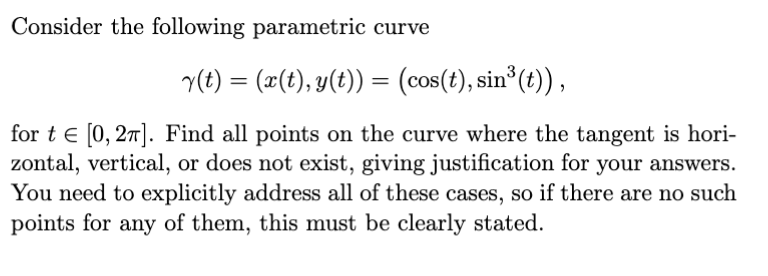Solved Consider the following parametric curve | Chegg.com