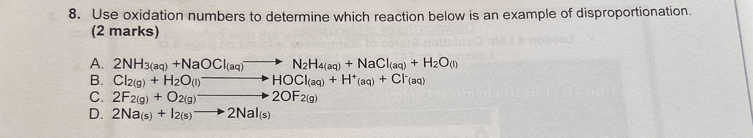 Solved Use oxidation numbers to ﻿determine which reaction | Chegg.com
