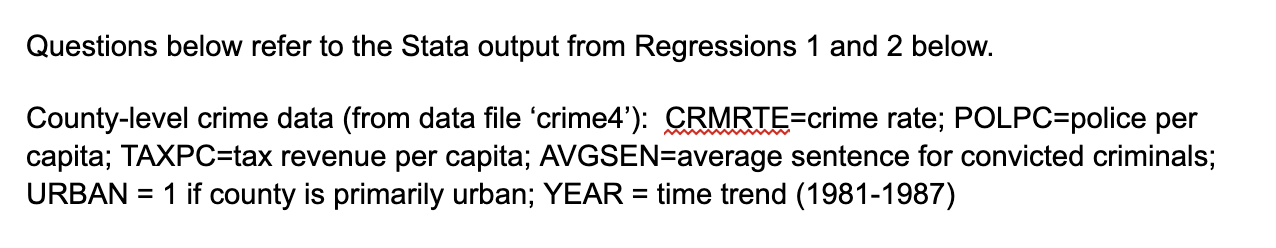 Solved Questions below refer to the Stata output from | Chegg.com