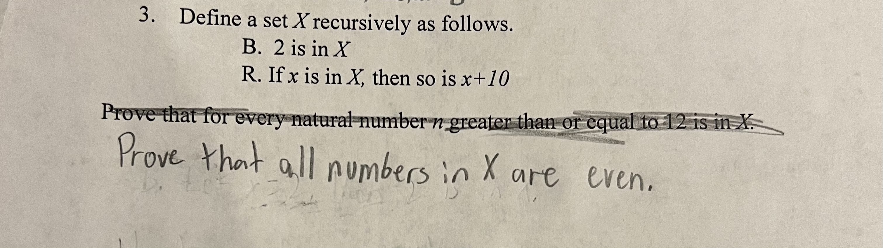 Solved 3. Define a set X recursively as follows. B. 2 is in | Chegg.com