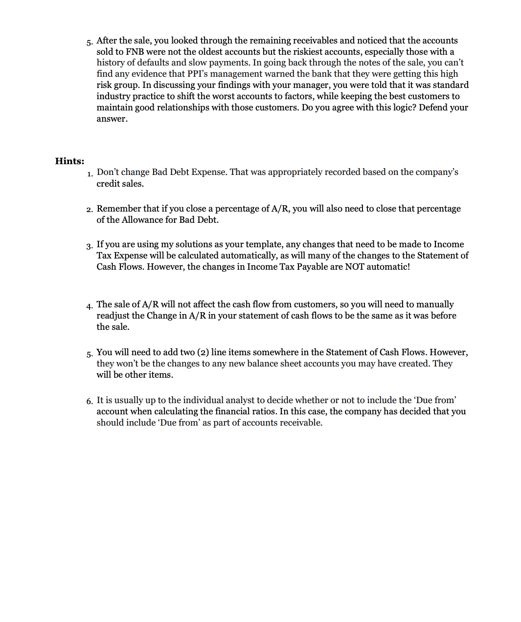 Solved Intermediate 1 FSR Project Part \#1: Receivables | Chegg.com
