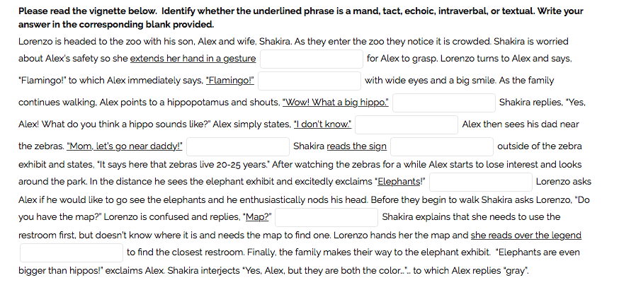 Solved Please read the vignette below. Identify whether the | Chegg.com