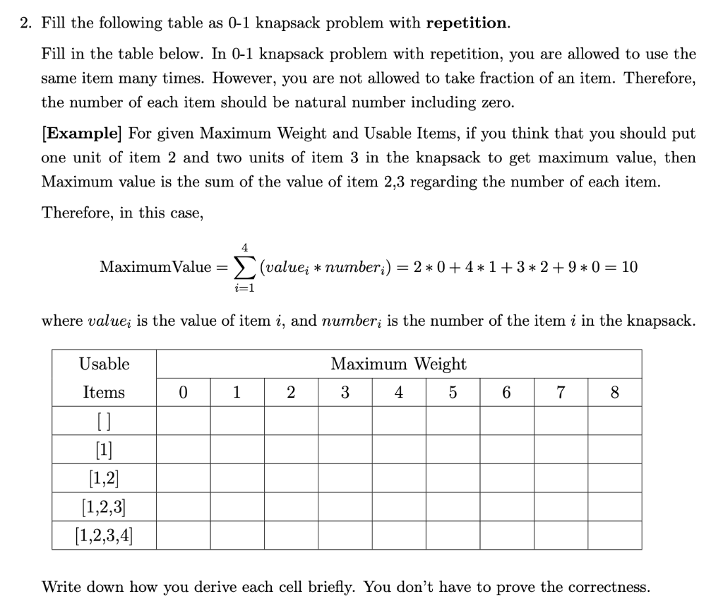 Solved 1.1. Three Knapsack Problems (20 pts) You are | Chegg.com