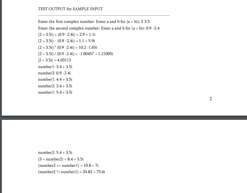 Solved Problem Description: A complex number has the form a | Chegg.com