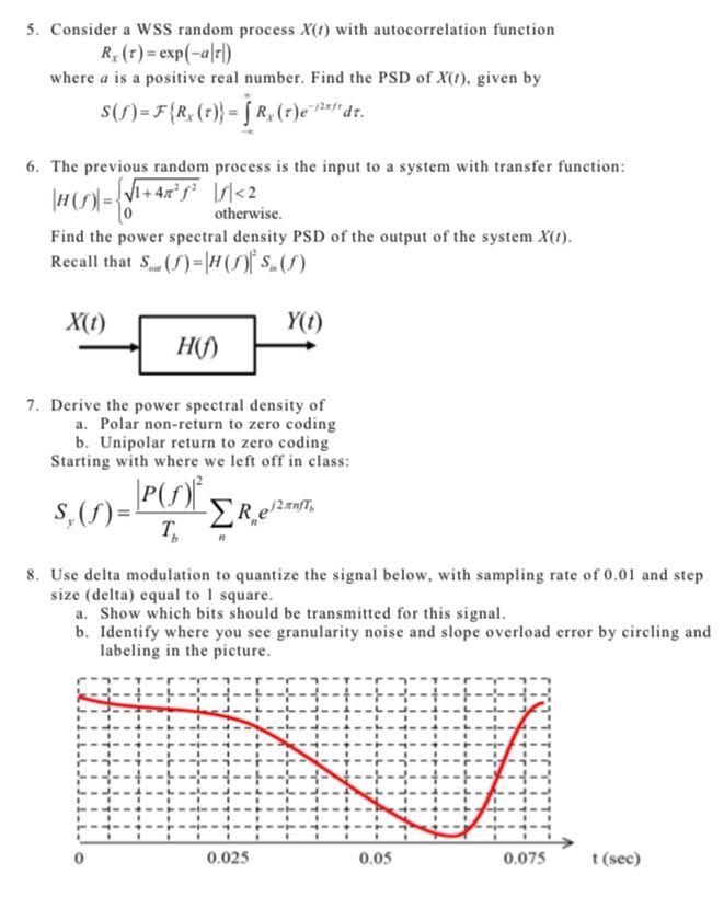 5. Consider a WSS random process X(t) with | Chegg.com