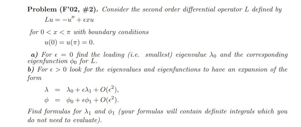 Solved Problem (F'02, #2). Consider the second order | Chegg.com