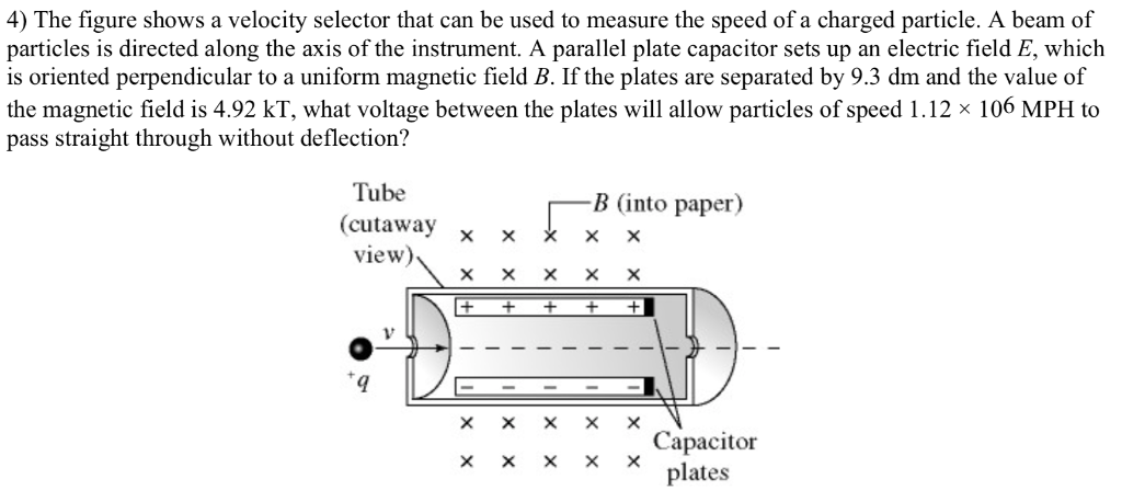 Solved 4) The figure shows a velocity selector that can be | Chegg.com