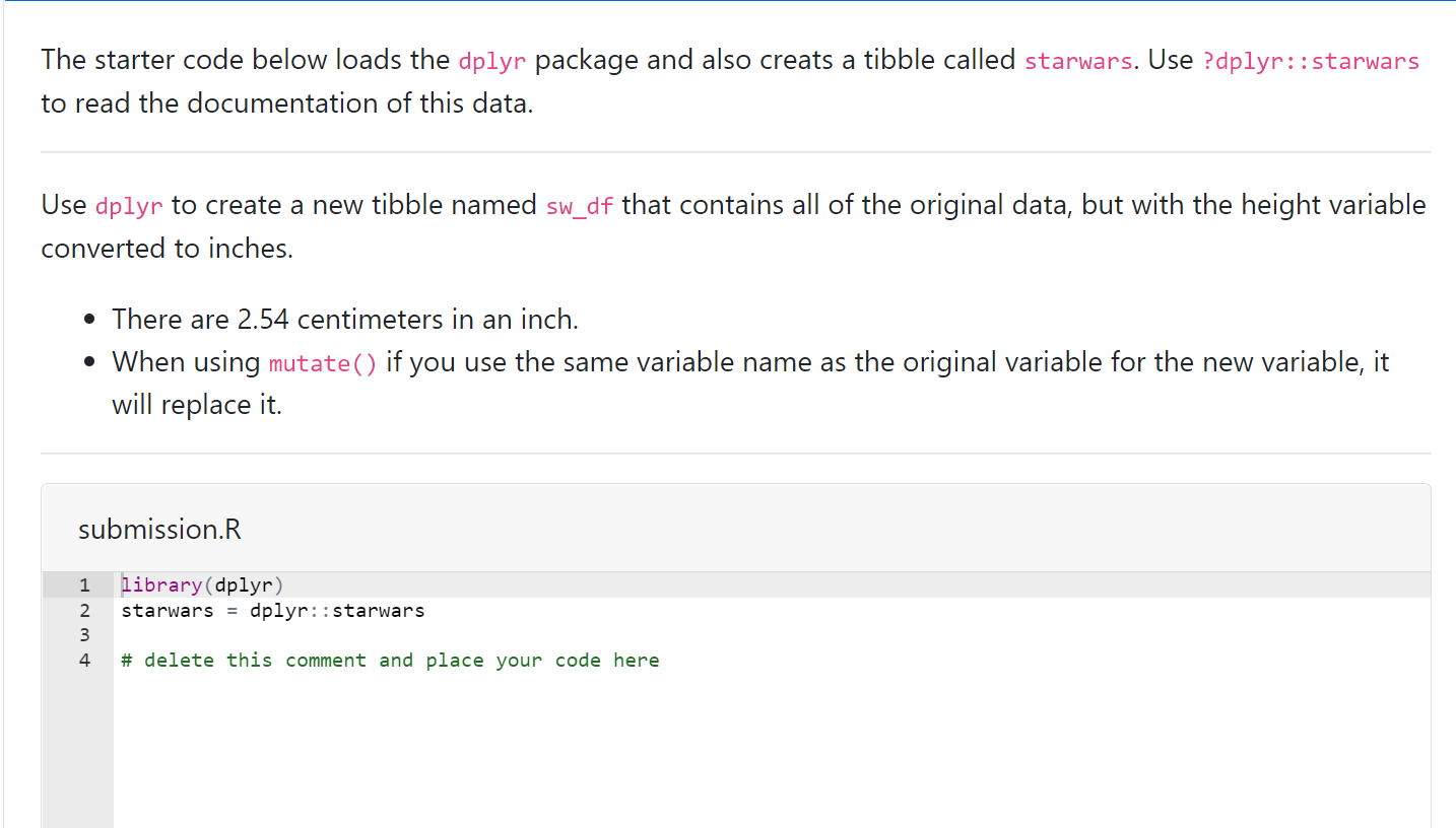 Solved The starter code below loads the dplyr package and | Chegg.com