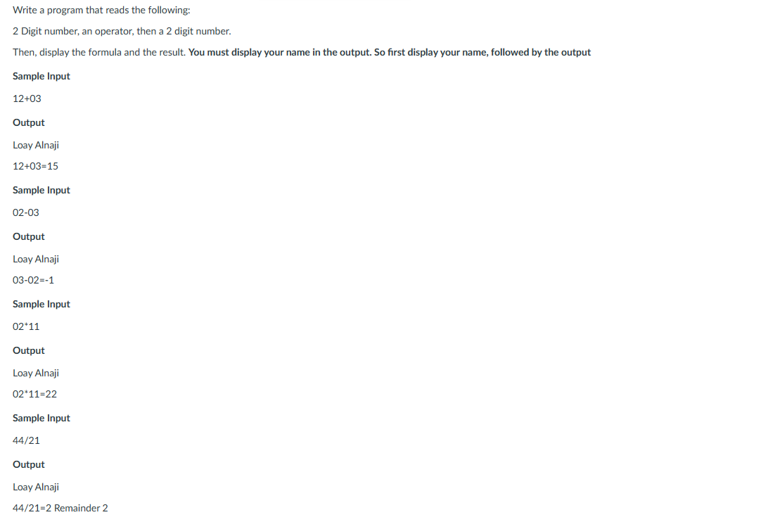 Solved Write a program that reads the following: 2 Digit | Chegg.com