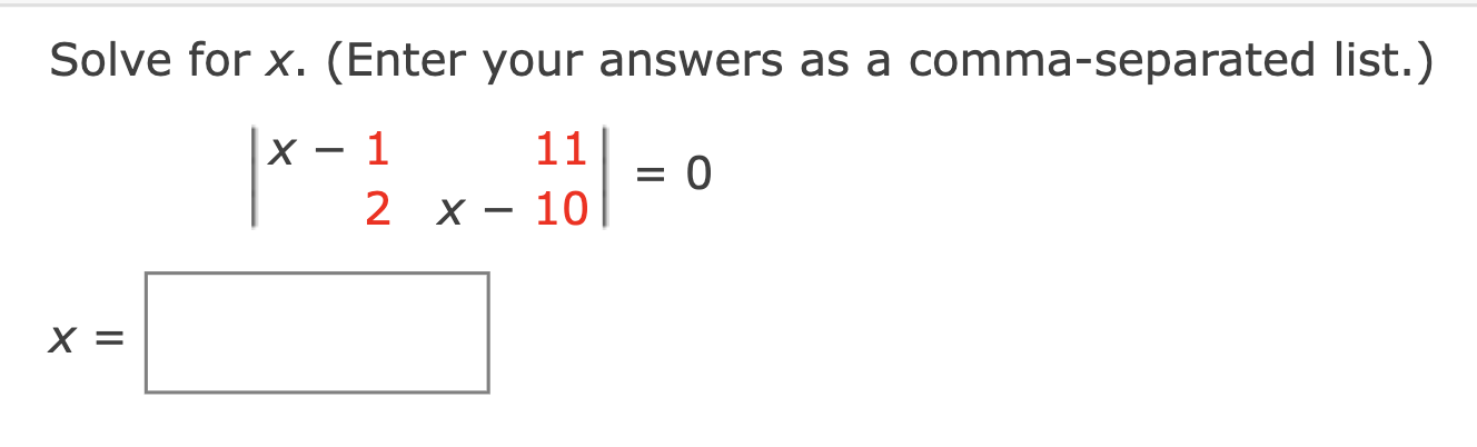 Solved Solve for x. (Enter your answers as a comma-separated | Chegg.com