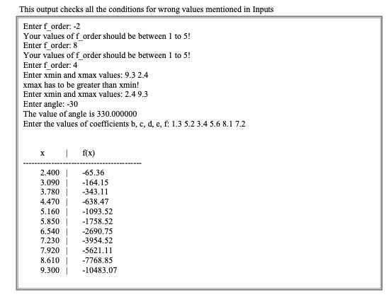 Solved Write a program to evaluate any function of order 5 | Chegg.com