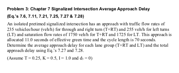 Solved Problem 3: Chapter 7 Signalized Intersection Average | Chegg.com