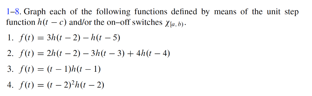 Solved 1-8. Graph each of the following functions defined by | Chegg.com