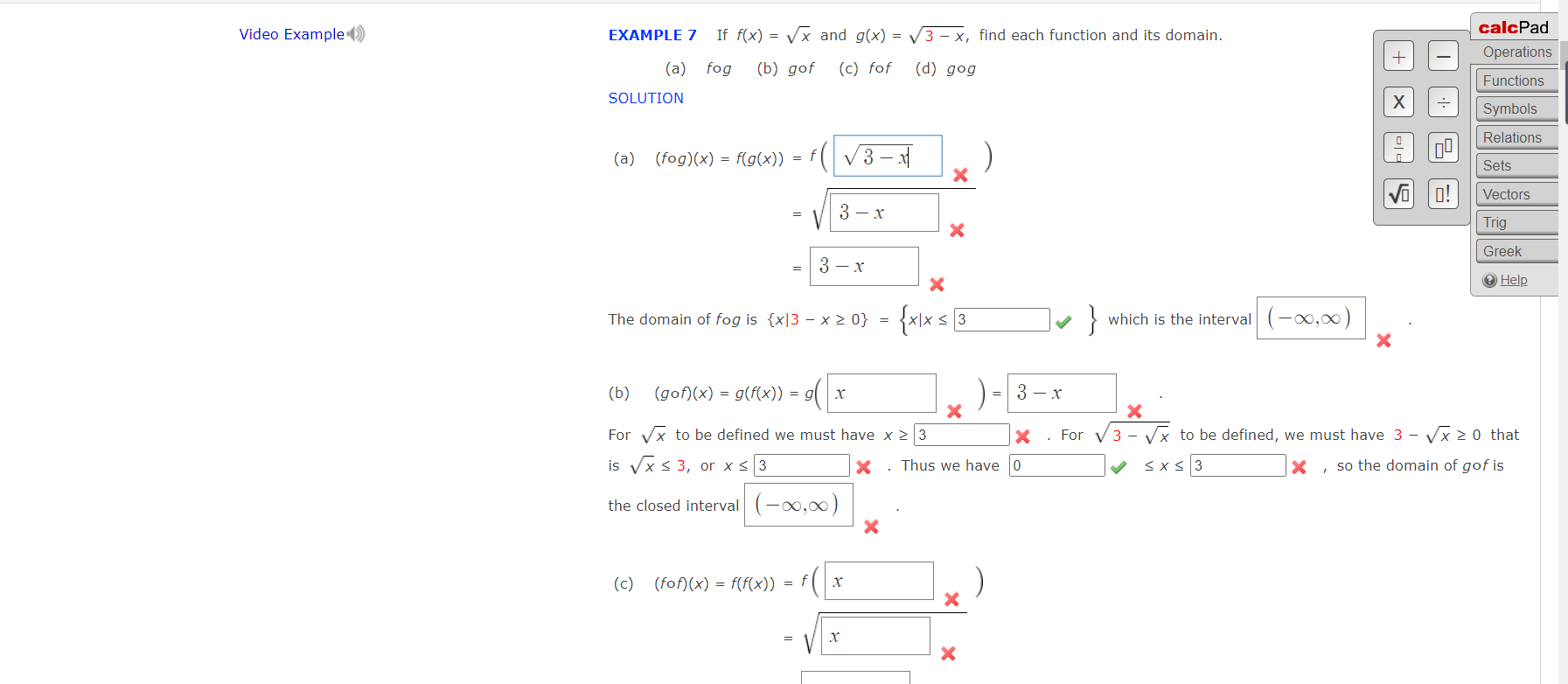 Solved Example 7 If Fxx And Gx3−x Find Each Function 