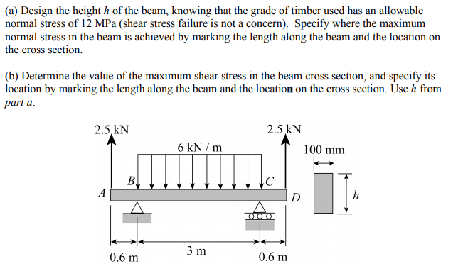 Solved (a) Design the height h of the beam, knowing that the | Chegg.com