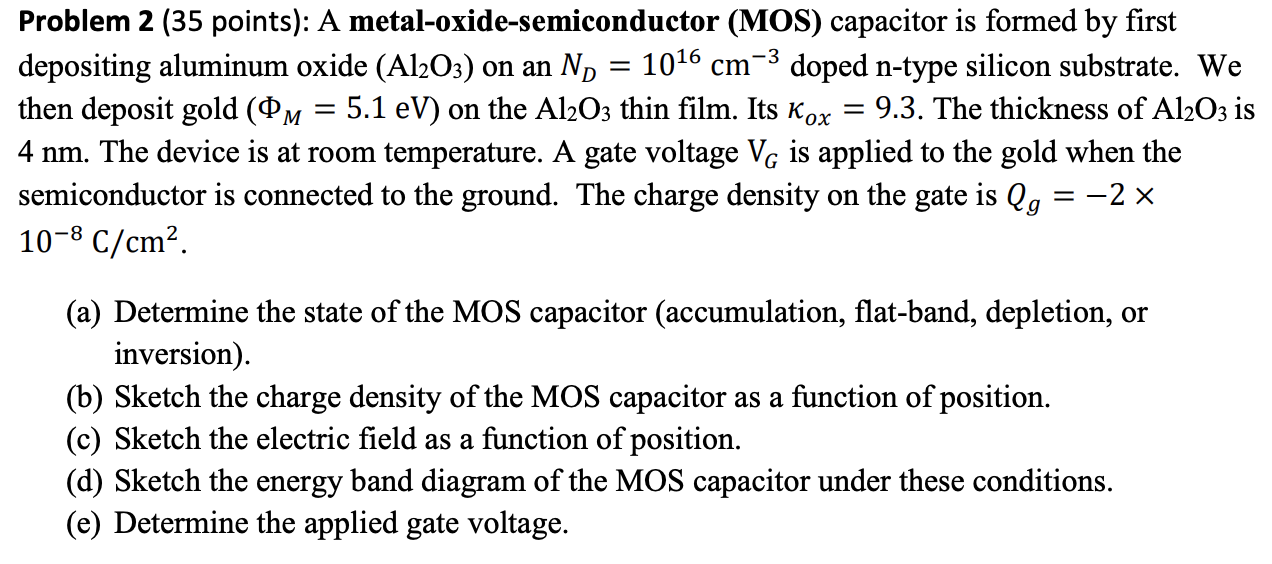 A metal-oxide-semiconductor (MOS) capacitor is formed | Chegg.com