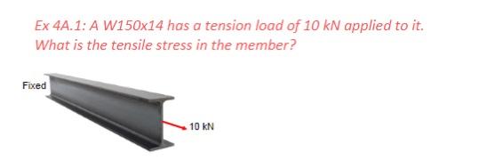 Solved Ex 4A.1: A W150x14 has a tension load of 10 kN | Chegg.com