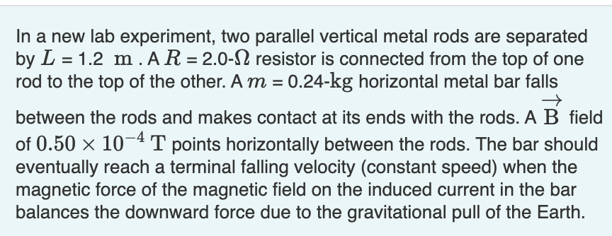 Solved In a new lab experiment, two parallel vertical metal | Chegg.com