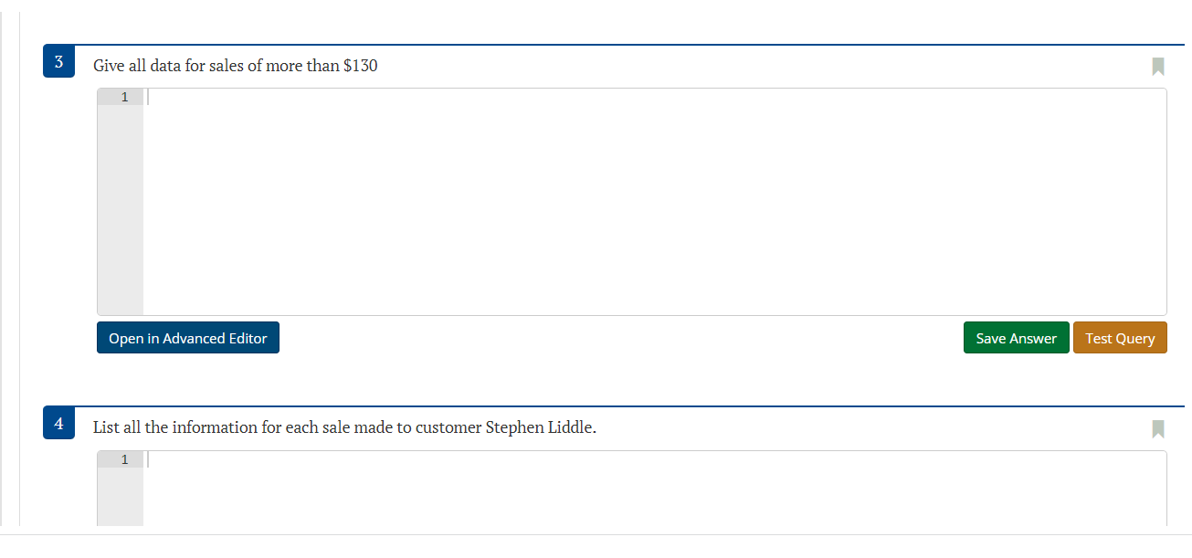 Solved For each information request below, formulate a | Chegg.com