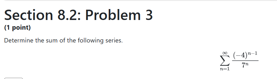 Solved Determine the sum of the following series. | Chegg.com