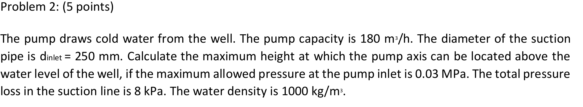 Solved Problem 2: (5 points) = The pump draws cold water | Chegg.com