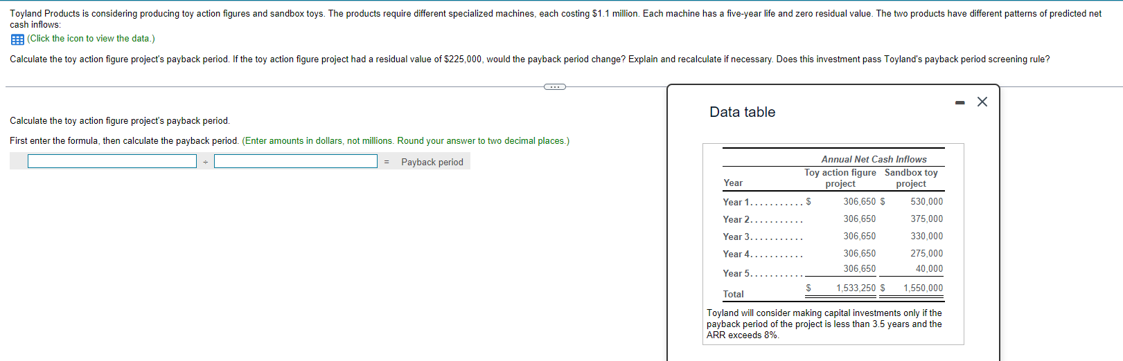 Solved cash inflows: (Click the icon to view the data.) | Chegg.com