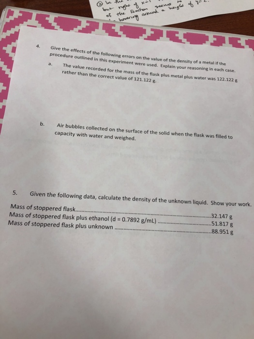 Solved 4. Give the effects of the following errors on the | Chegg.com