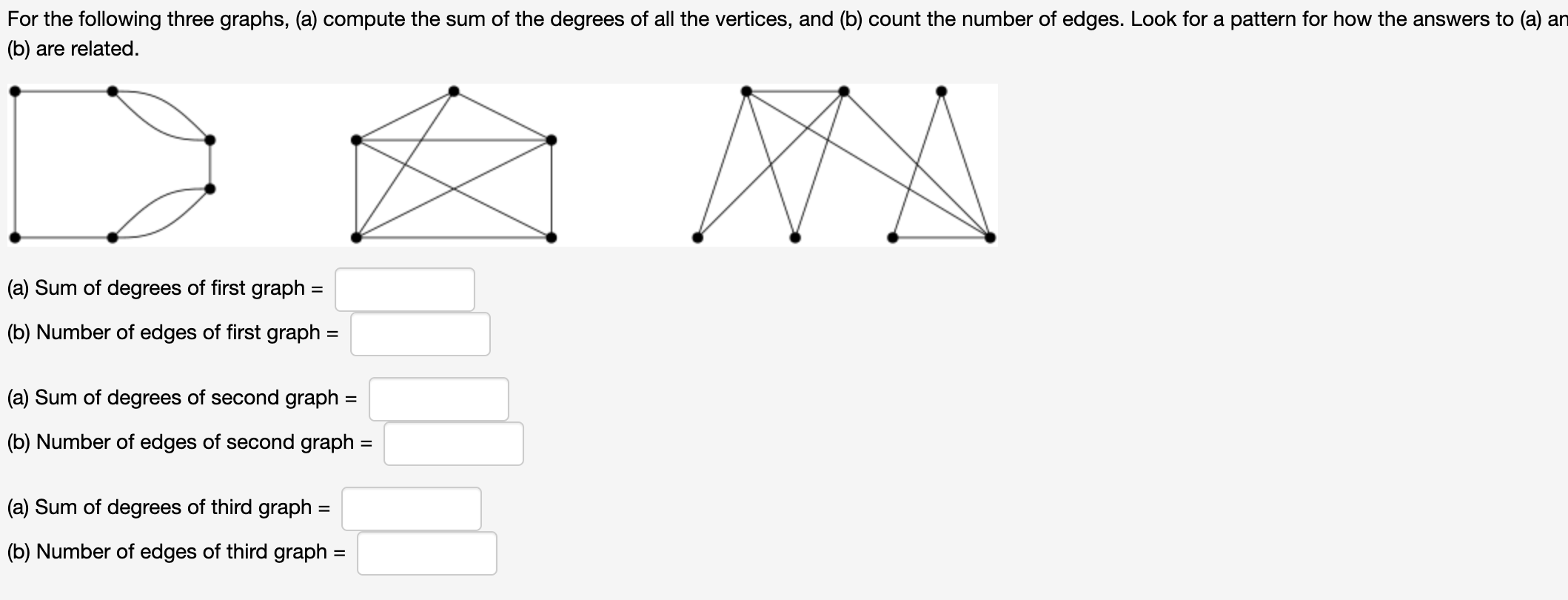 Solved For the following three graphs, (a) compute the sum | Chegg.com