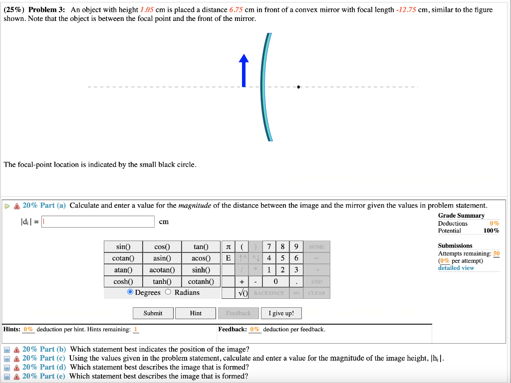 Solved (25\%) Problem 3: An object with height 1.05 cm is | Chegg.com